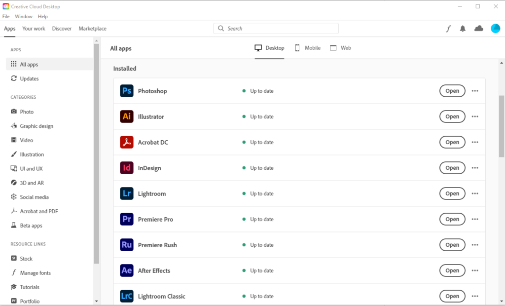 Installing Adobe Creative Cloud – Faculty of Arts – Adobe Portal